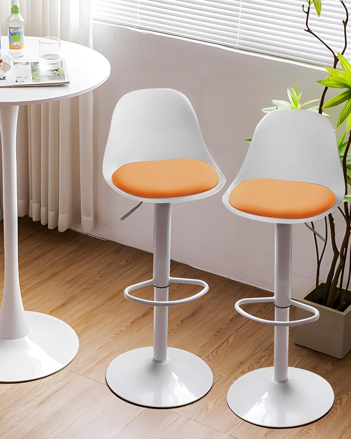 Bar Stools Set of 2 Modern Swivel Bar Chairs, Adjustable Barstools ...