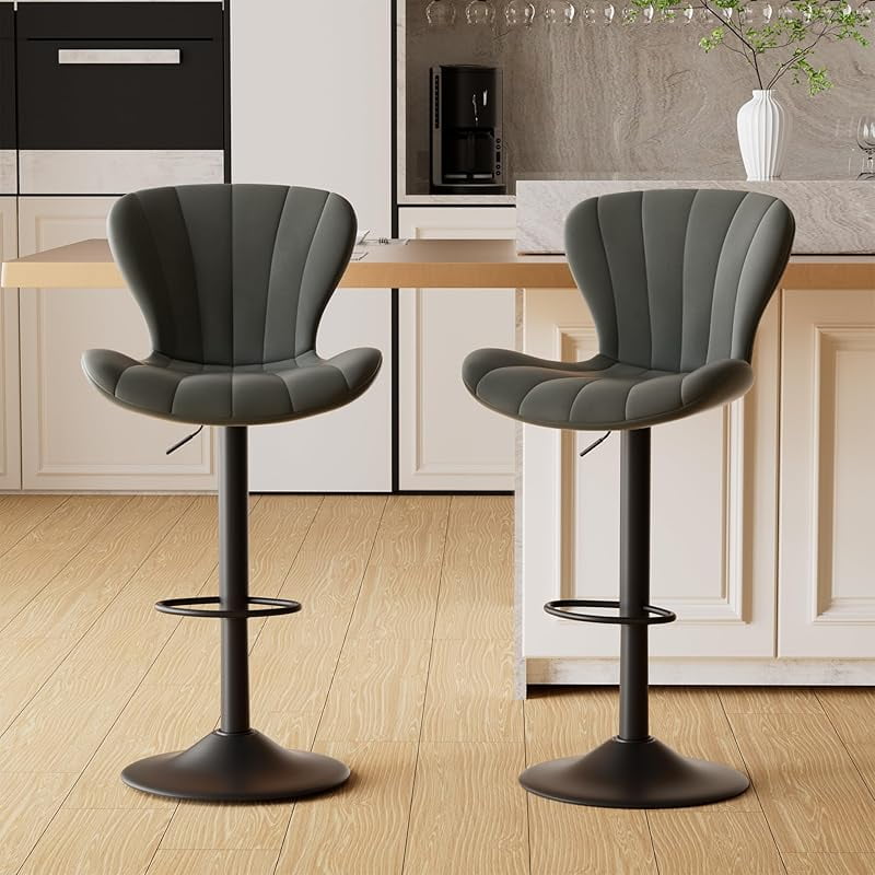 Bar Stools Set of 2, Modern Swivel Bar Chairs with Adjustable Height ...