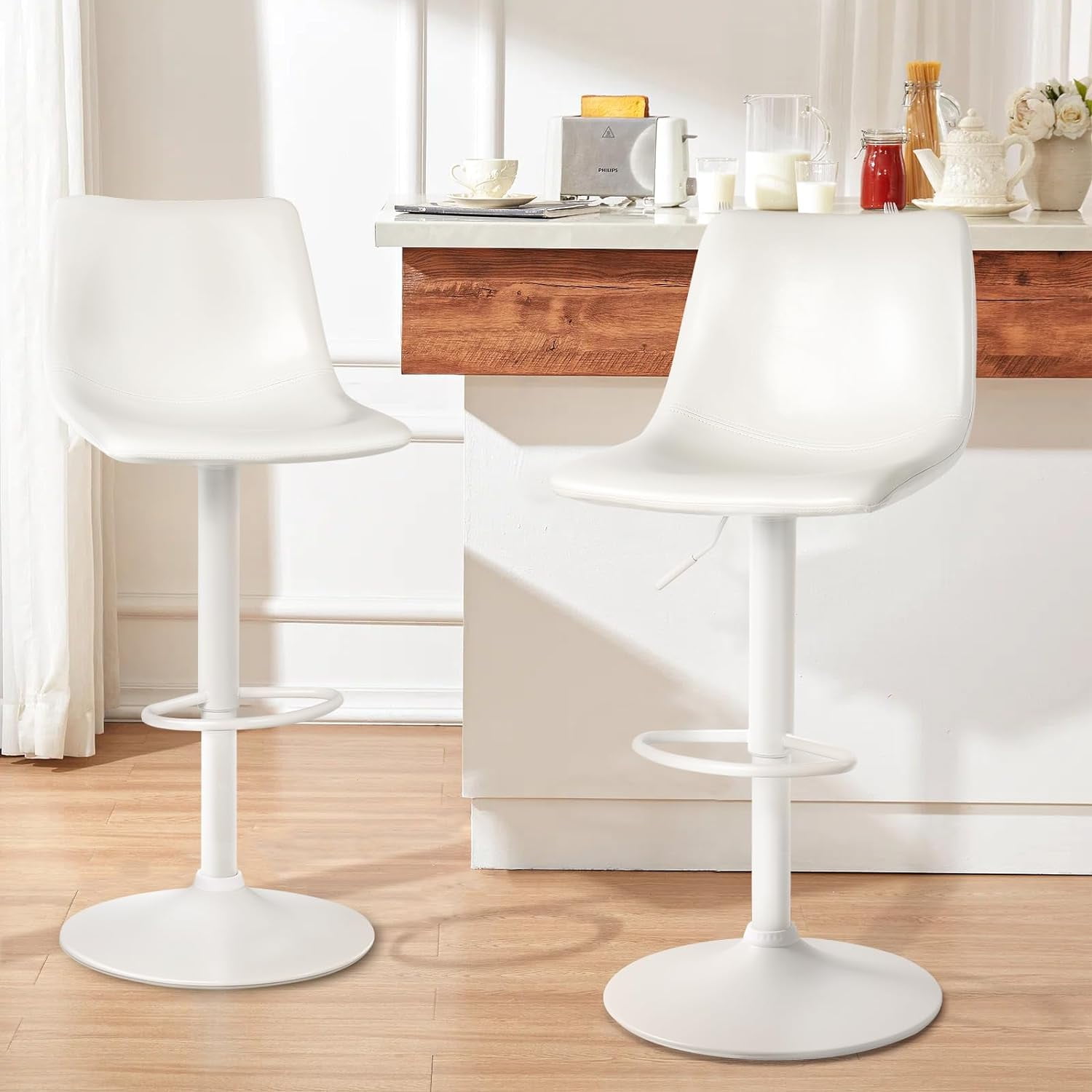 Bar Stools Set of 2 Modern Swivel Bar Chairs, Barstools Counter Height ...