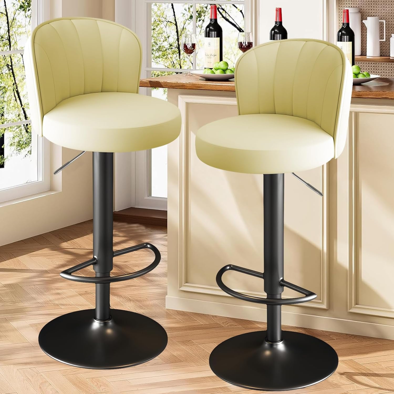 Bar Stools Set of 2 Modern Swivel Bar Chairs, Barstools Counter Height ...