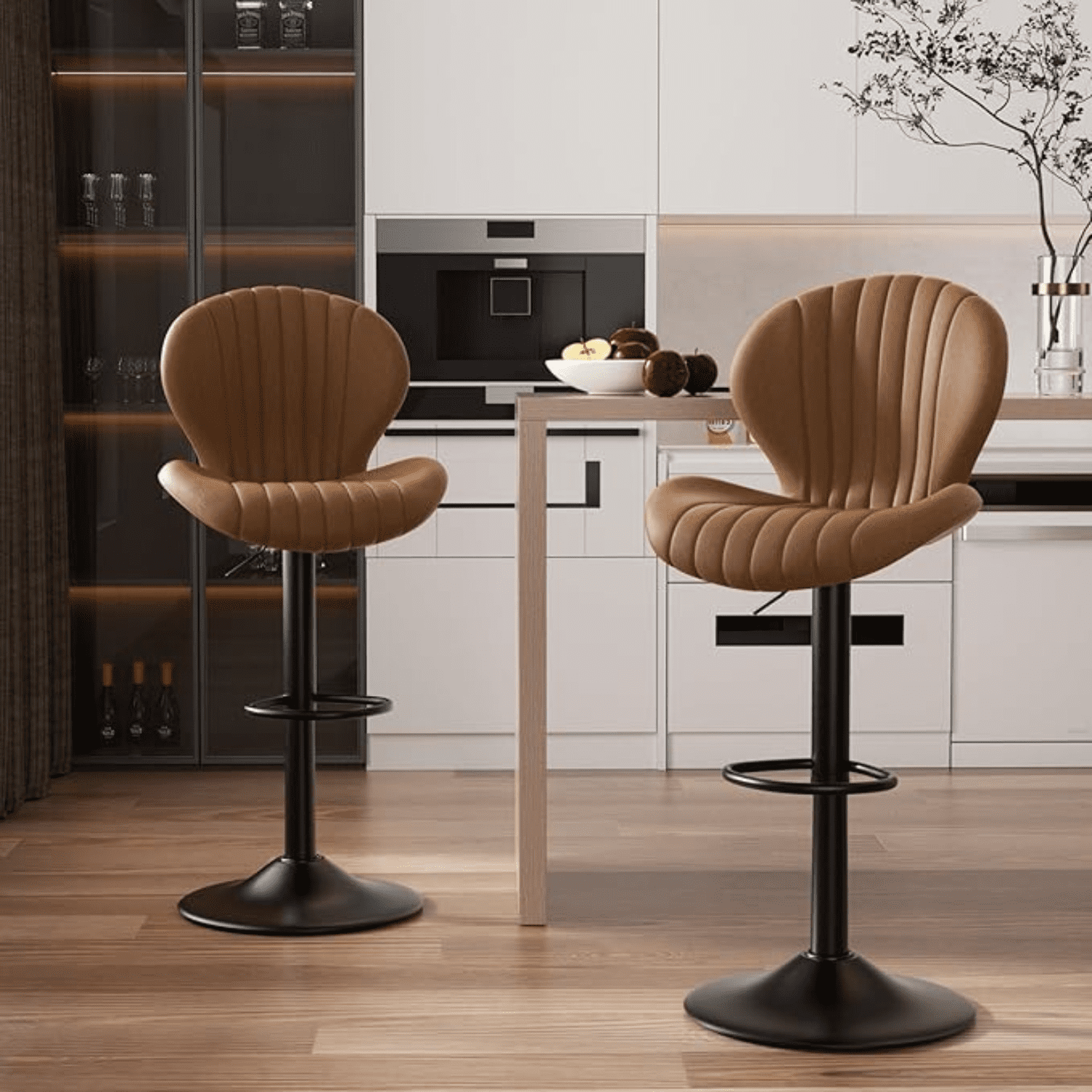 Bar Stools Set of 2 Modern Swivel Bar Chairs, Barstools Counter Height ...