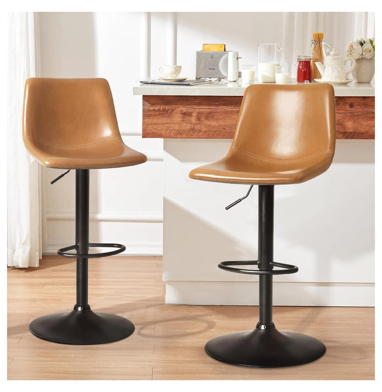 Bar Stools Set of 2 Modern Swivel Bar Chairs, Barstools Counter Height ...