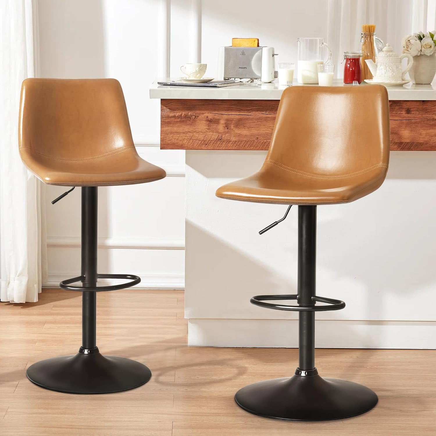 Bar Stools Set of 2 Modern Swivel Bar Chairs, Barstools Counter Height ...