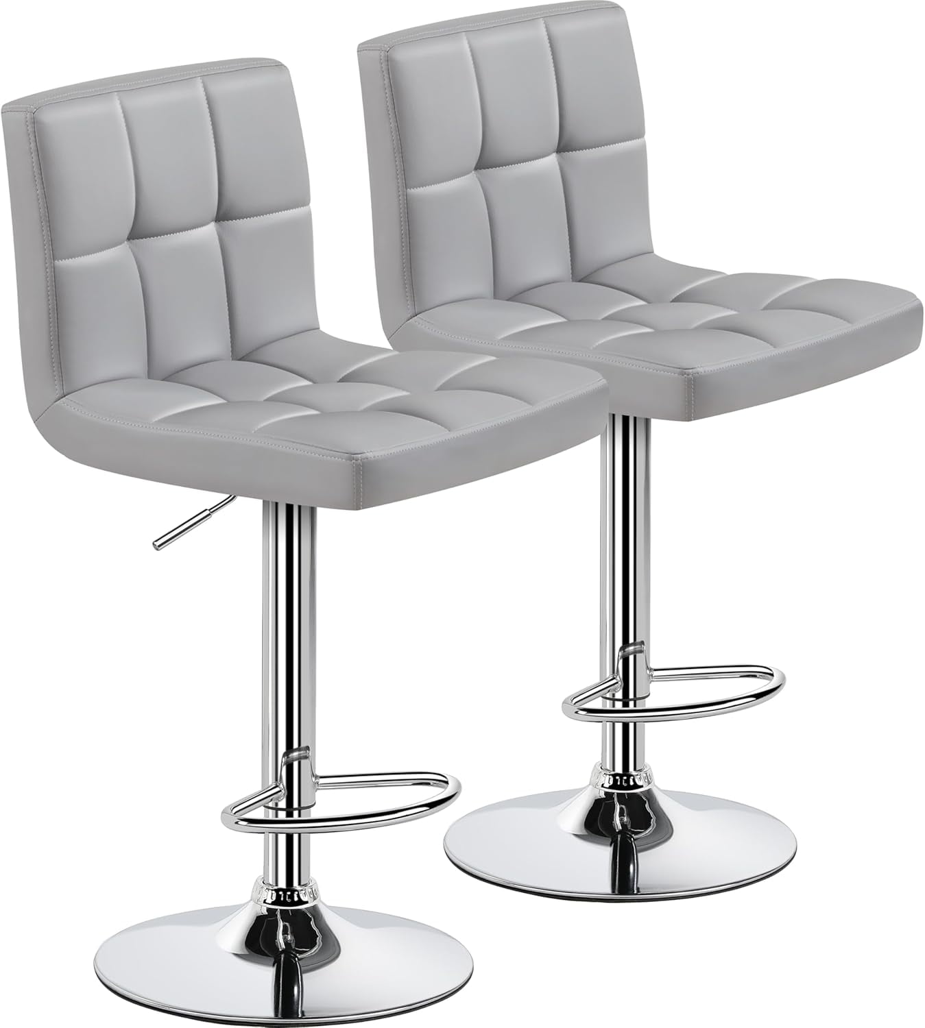 Bar Stools Set of 2, PU Leather Adjustable Barstools, Modern Counter ...