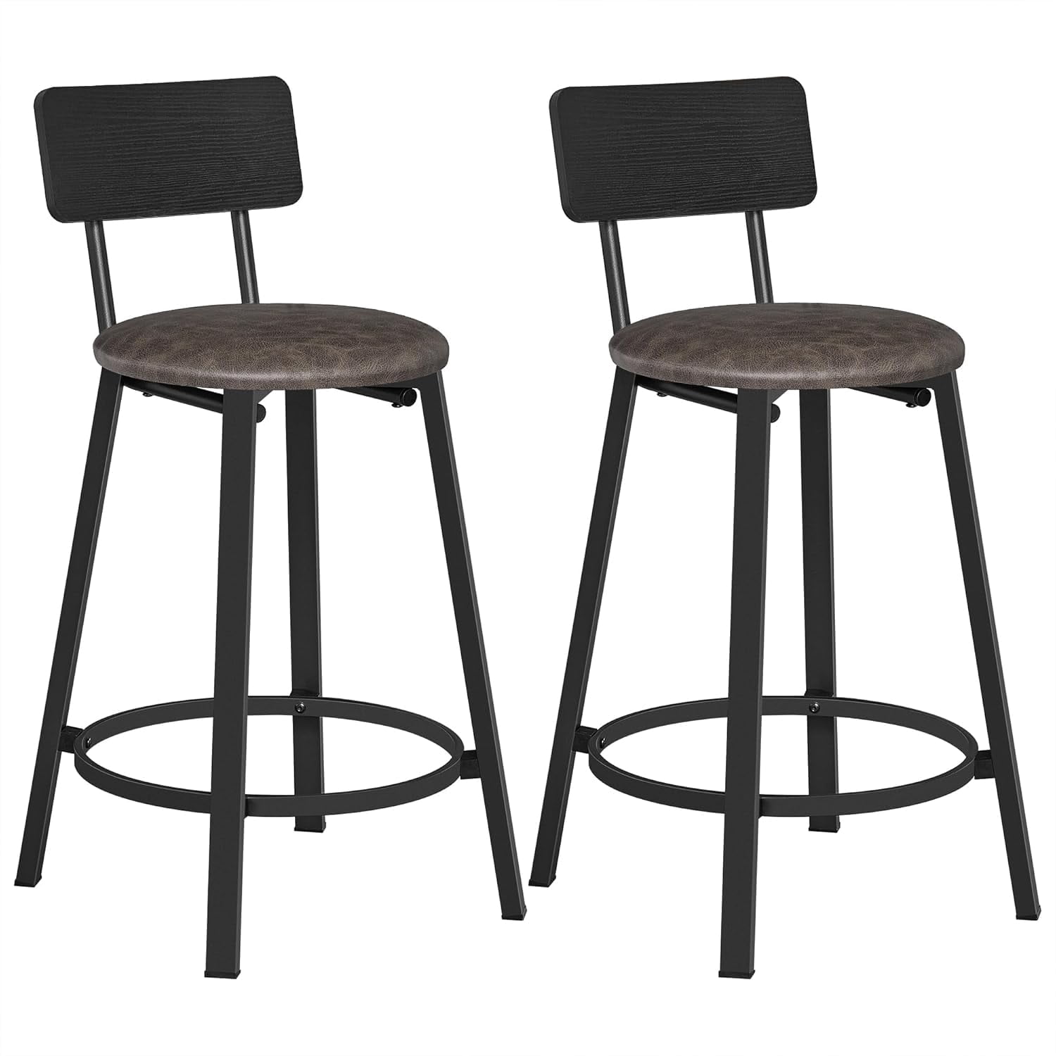 Bar Stools, Set of 2 PU Upholstered Breakfast Stools, 29.7-Inch ...