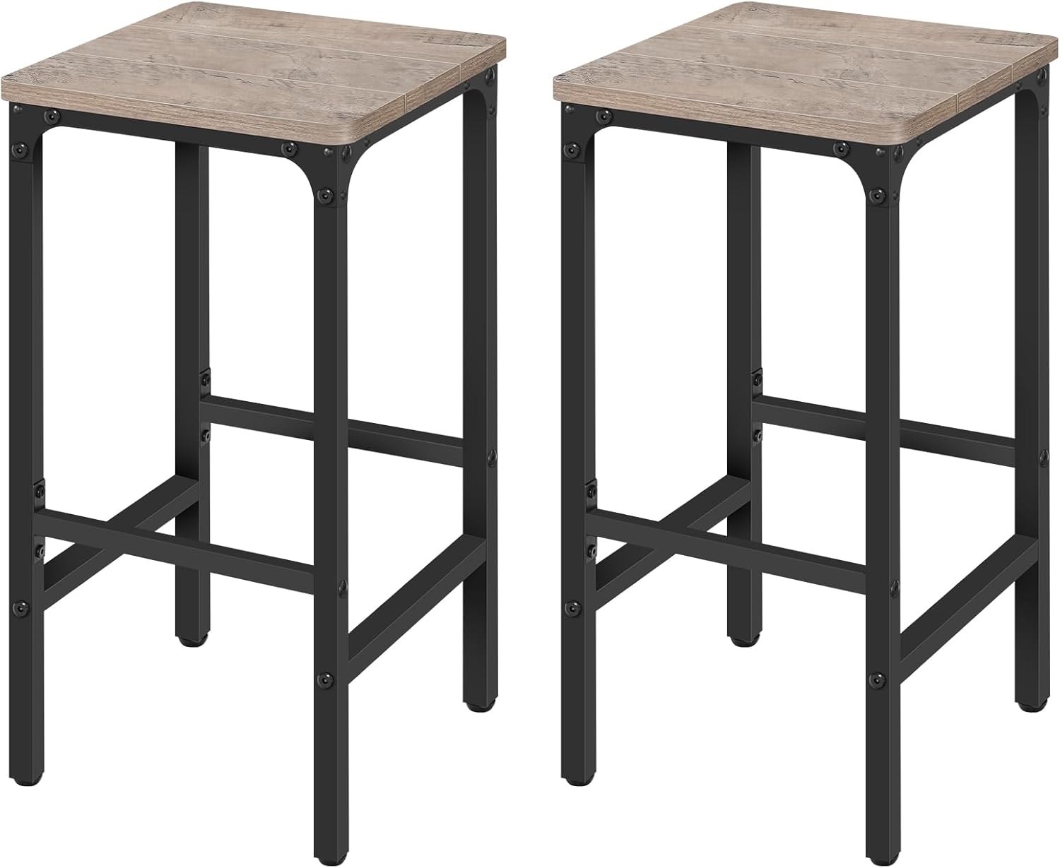 Bar Stools, Set of 2 Rectangular Industrial Bar Chairs, 27.6" Tall ...