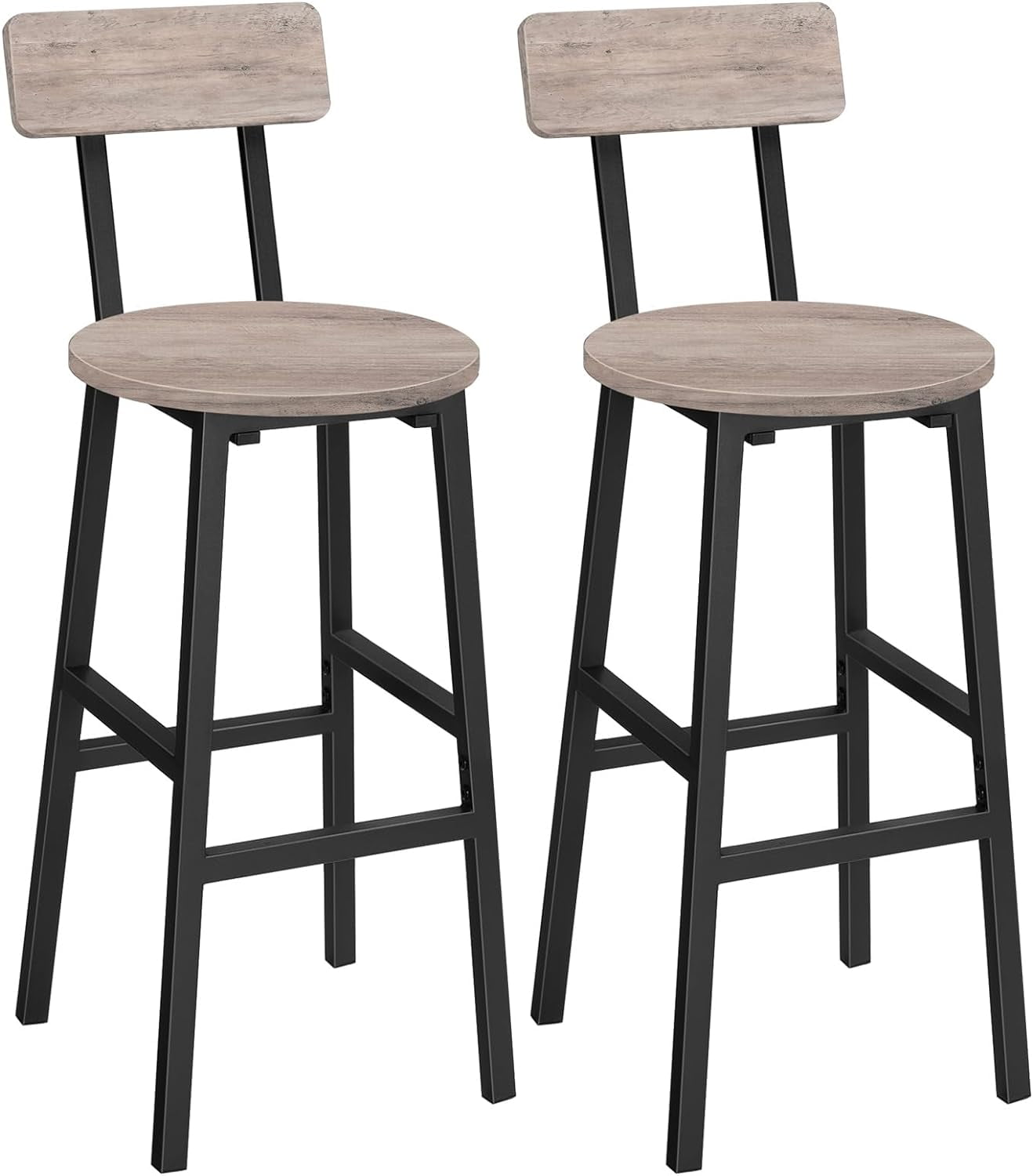 Bar Stools, Set of 2 Round Bar Chairs, 24.4 Inches Bar Stools with Back ...