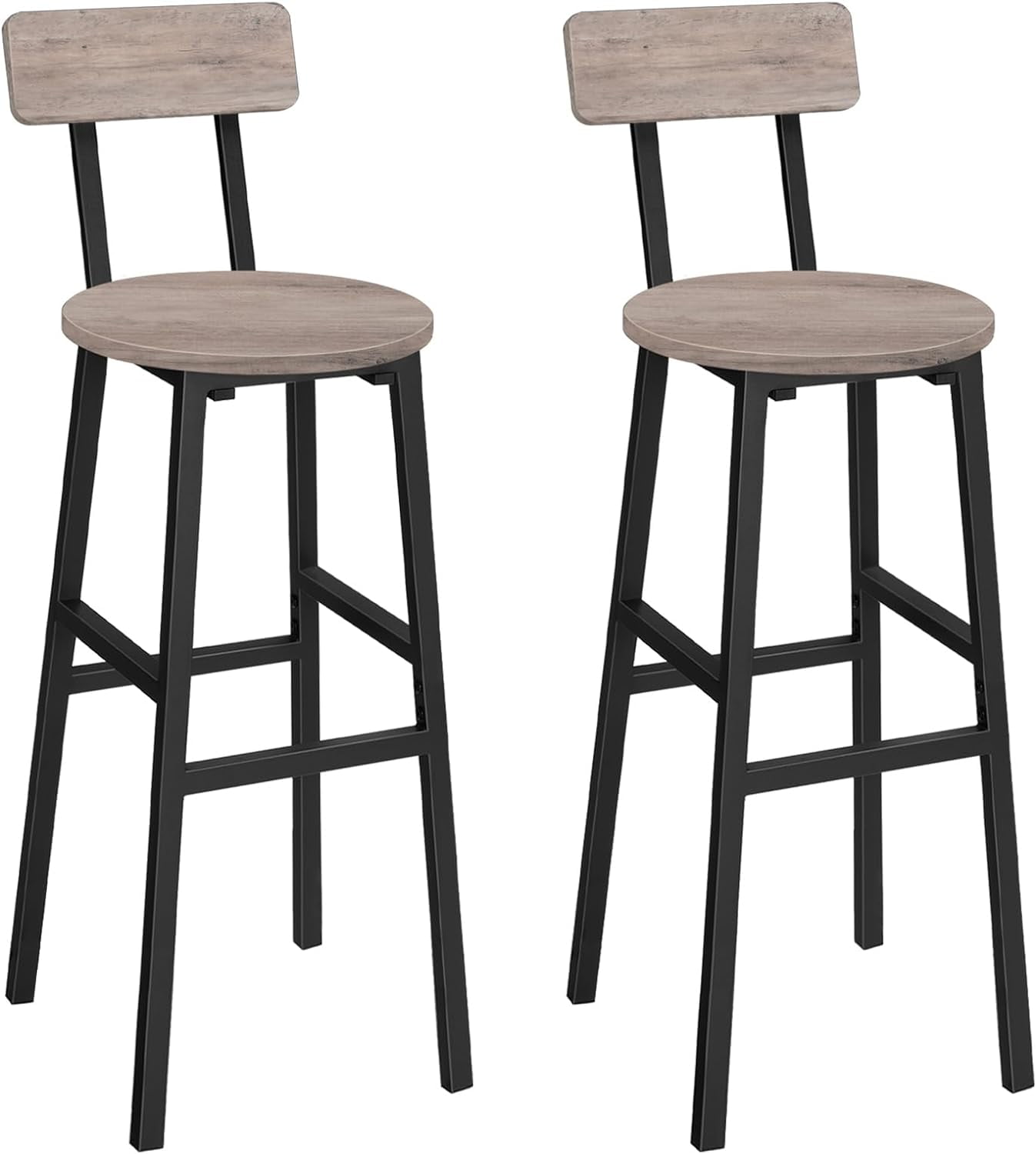 Bar Stools, Set of 2 Round Bar Chairs, 28 Inches BarStools with Back ...