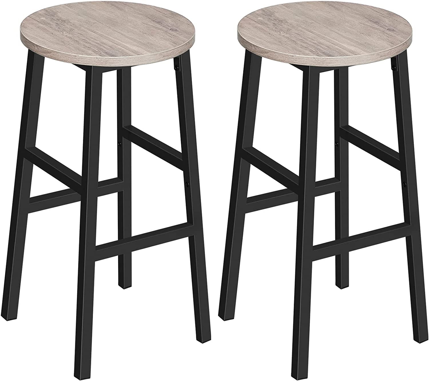 Bar Stools, Set of 2 Round Bar Chairs with Footrest, 24.4 Inch Kitchen ...