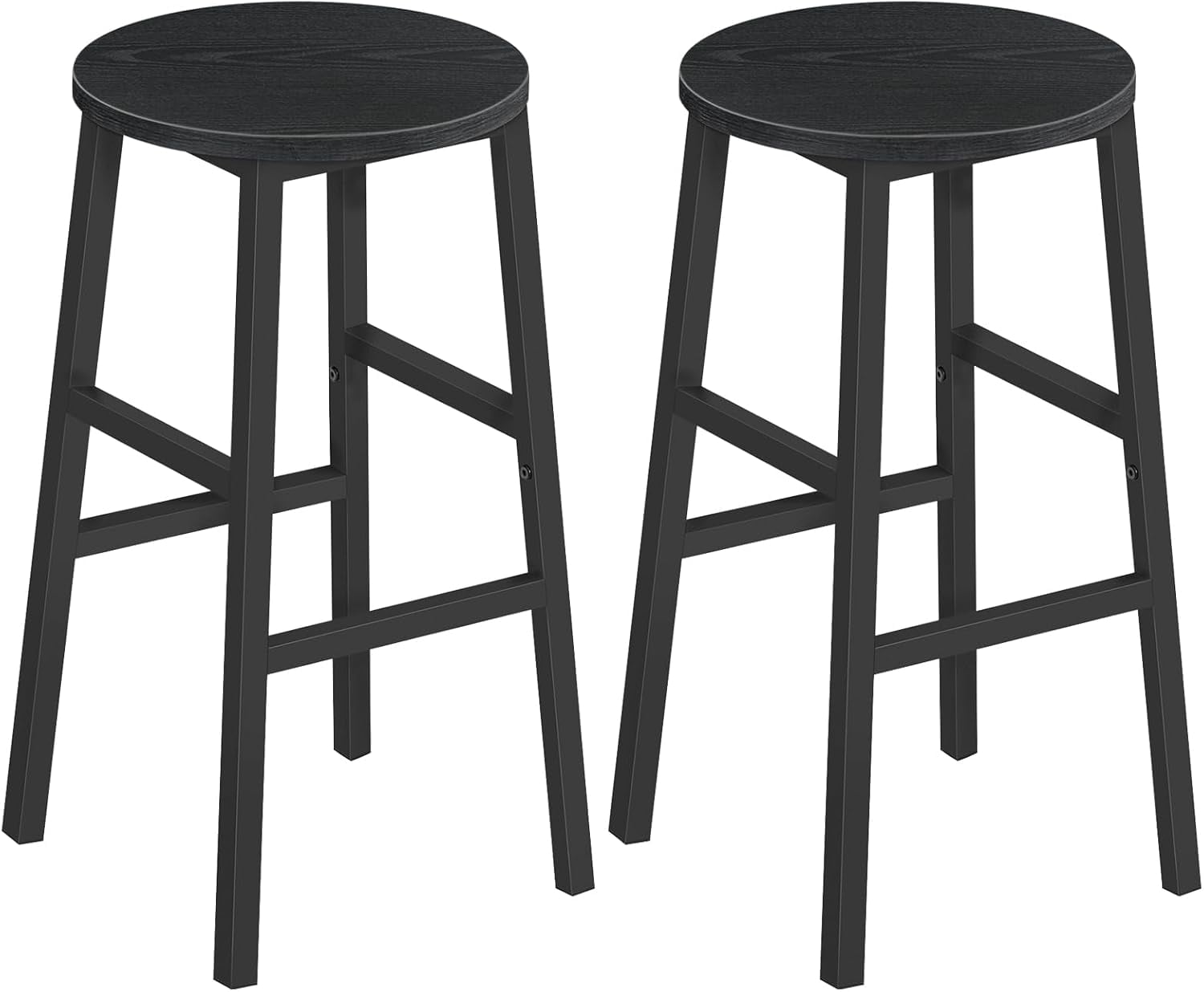 Bar Stools, Set of 2 Round Bar Chairs with Footrest, 24.4 Inch Kitchen ...