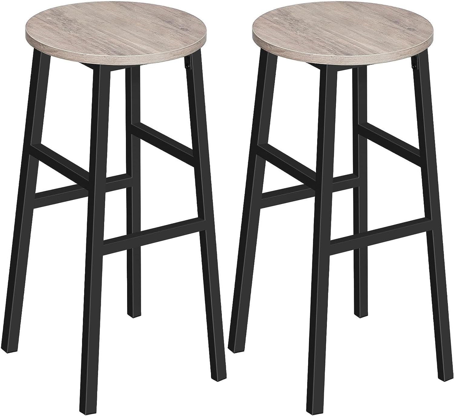 Bar Stools, Set of 2 Round Bar Chairs with Footrest, 28 Inch Kitchen ...