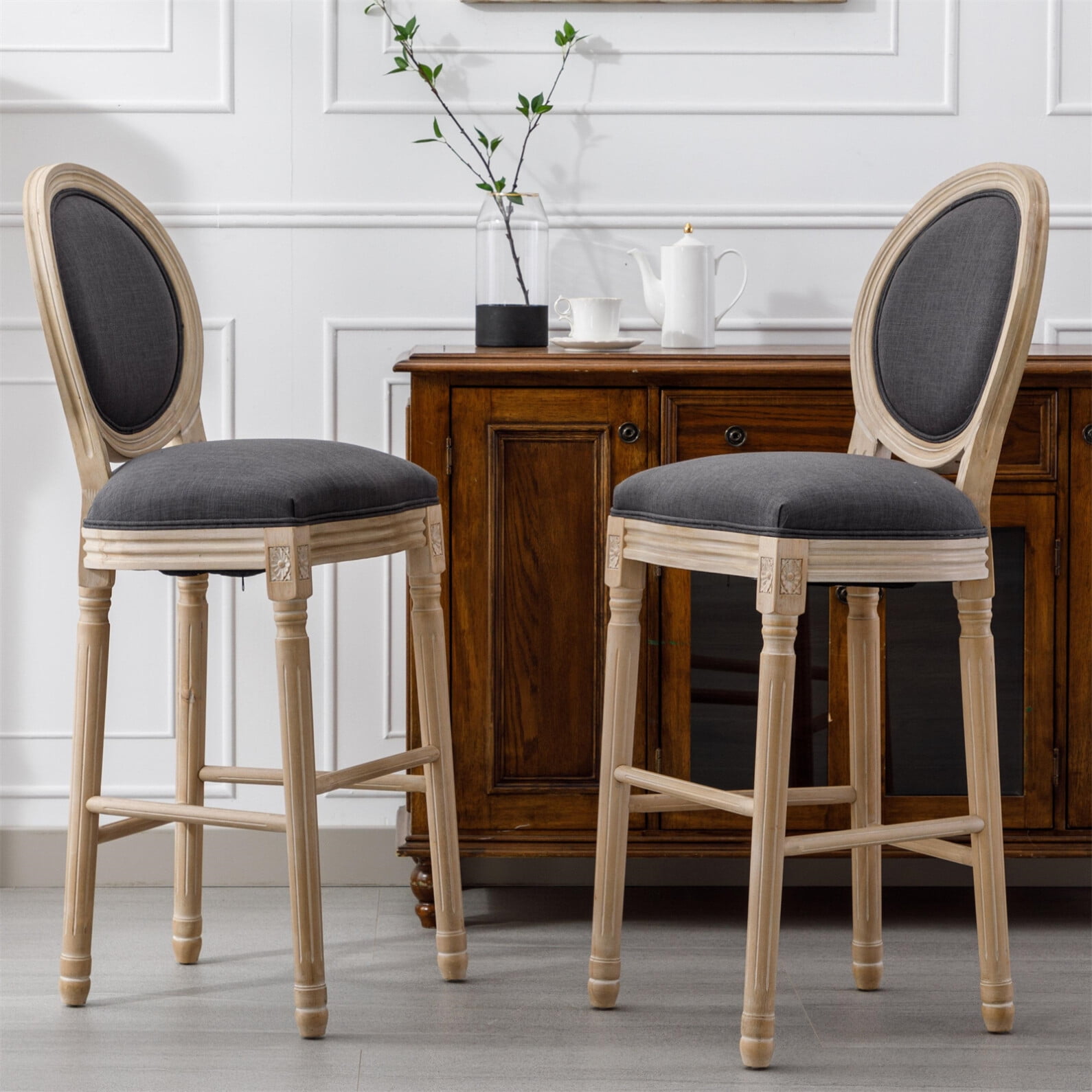 Bar Stools, Set of 2 Bar Stool with Upholstered Seating, Counter Height ...
