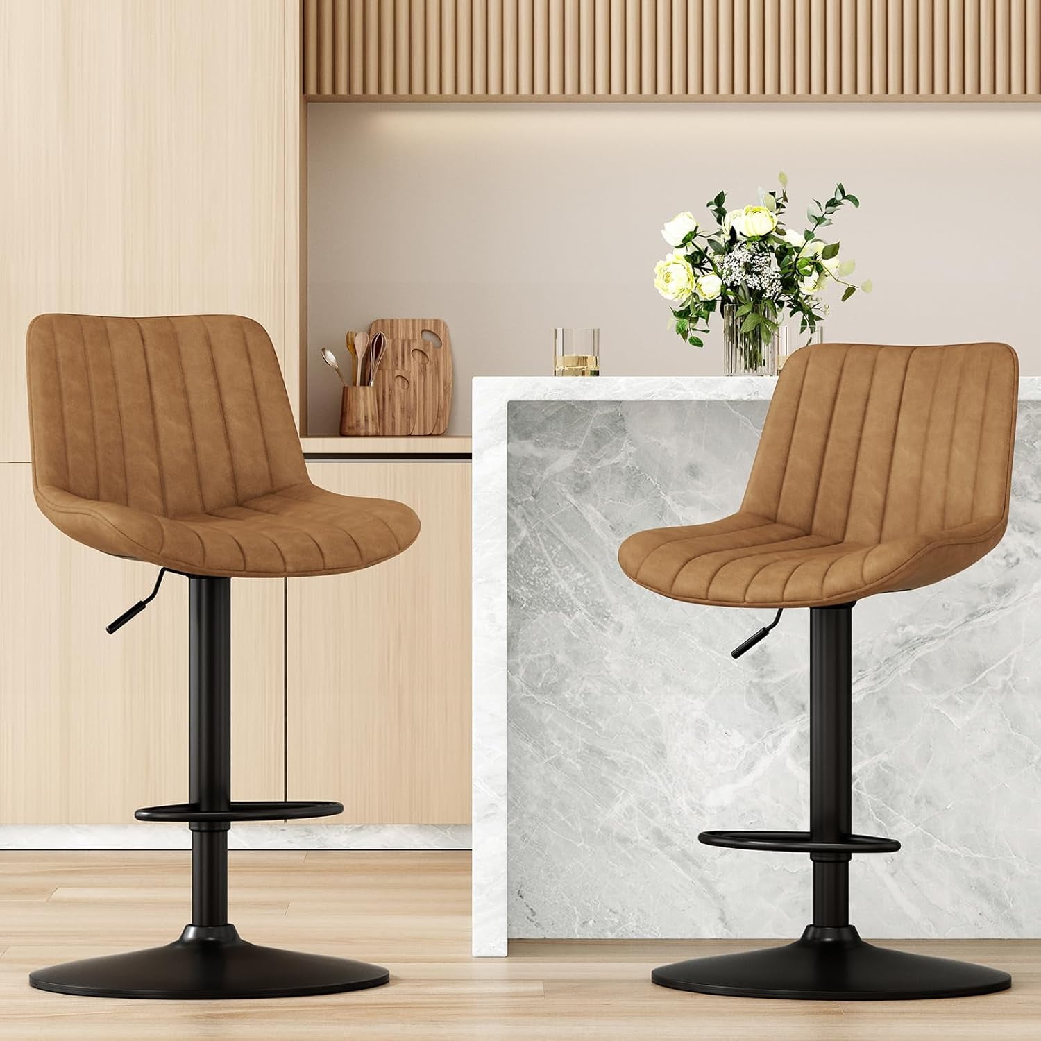 Bar Stools Set of 2, Swivel Adjustable Barstools, Bar Height Stools ...
