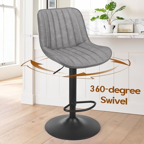 Bar Stools Set of 2, Swivel Adjustable Barstools, Bar Height Stools ...