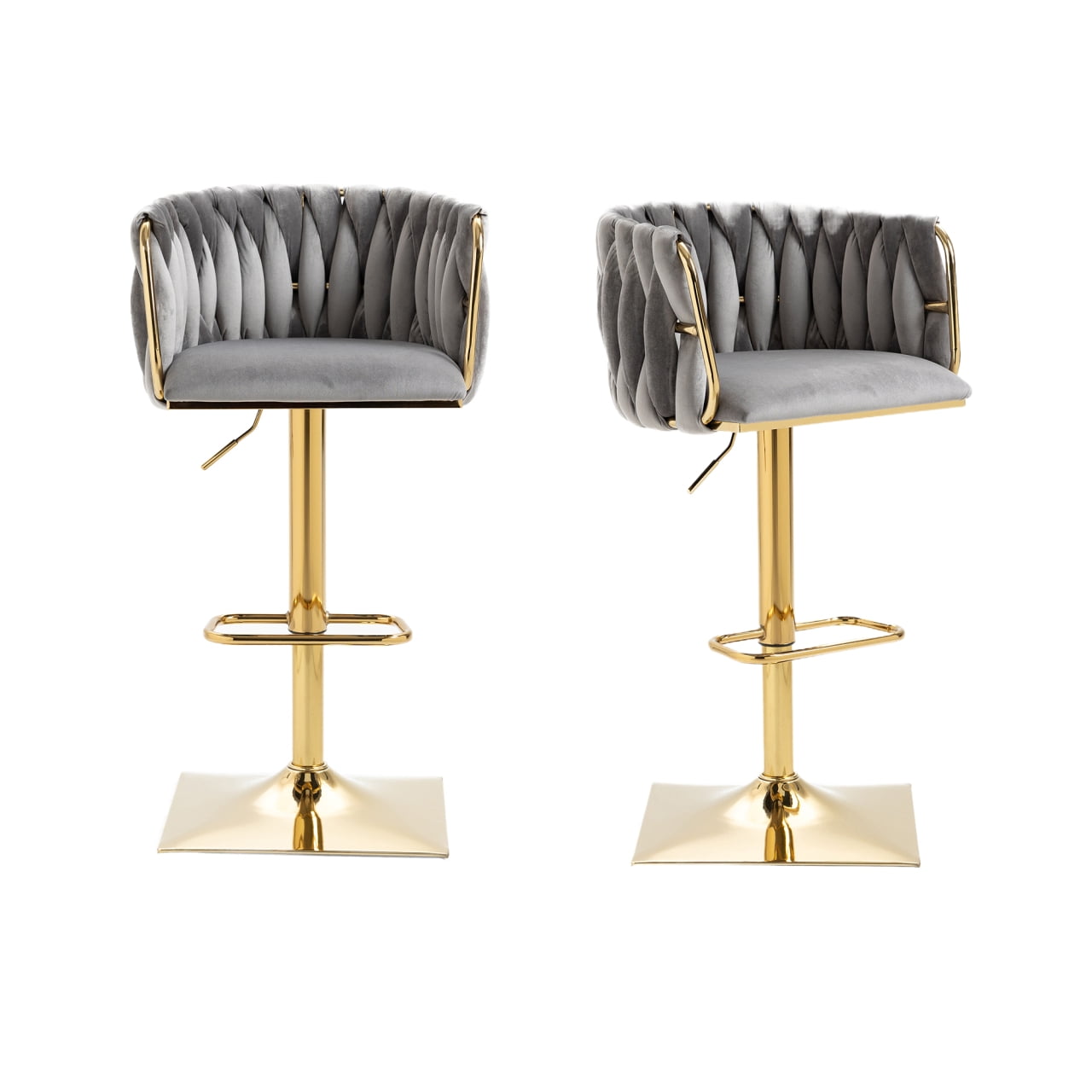 Bar Stools Set of 2, Swivel Barstools Counter Height Stools with Low ...