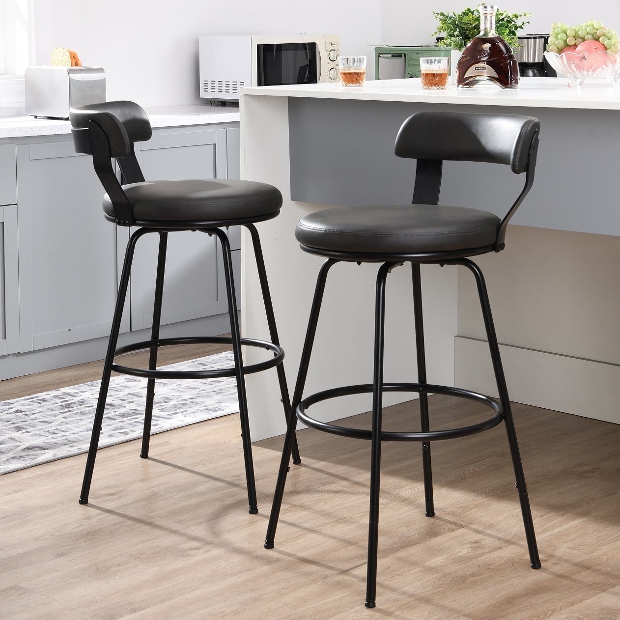 Bar Stools Set of 2-Swivel Counter Height Bar Stools 30 inch Counter ...