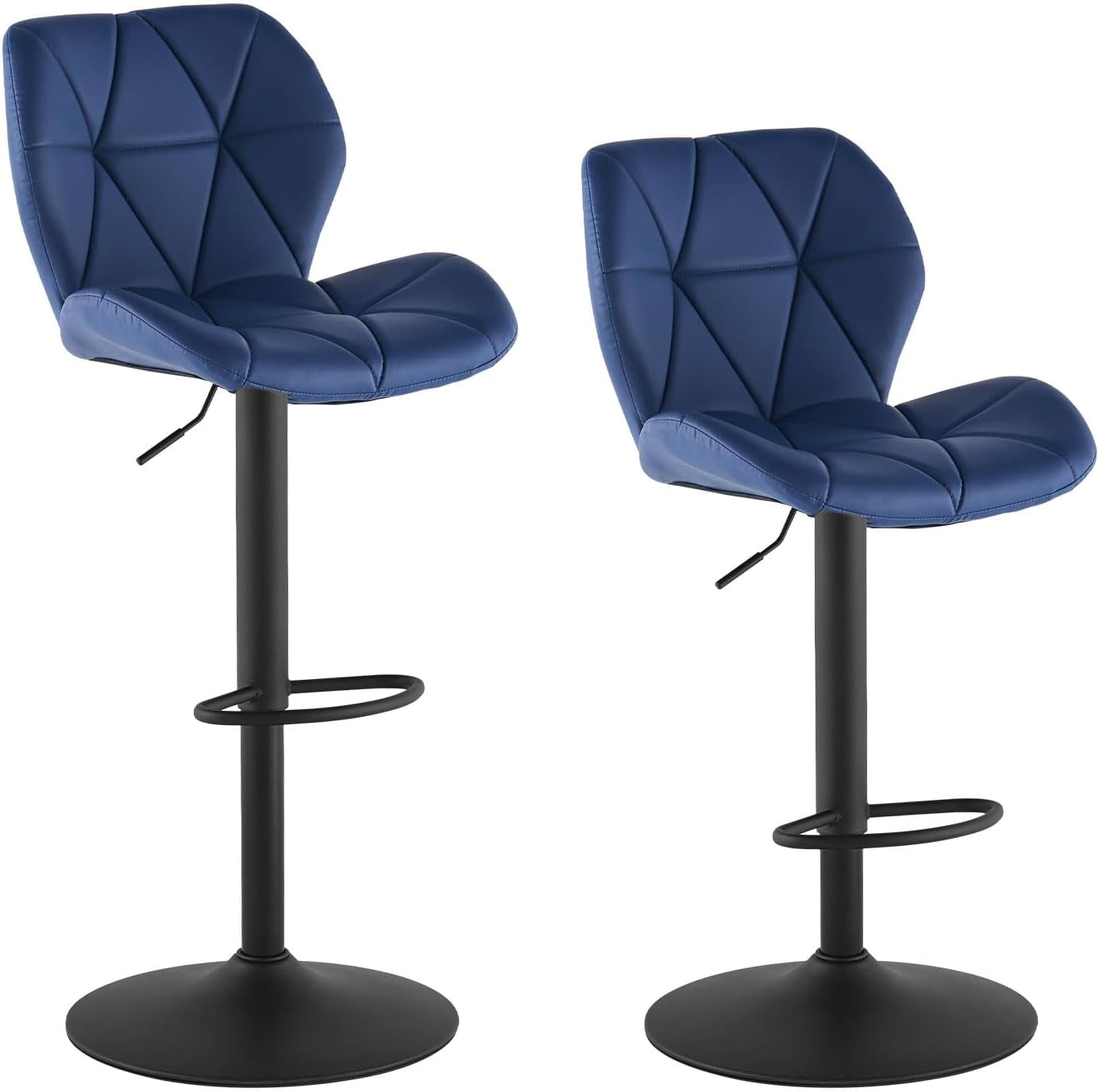 Bar Stools Set of 2 Swivel Kitchen Breakfast Stools Faux Leather ...