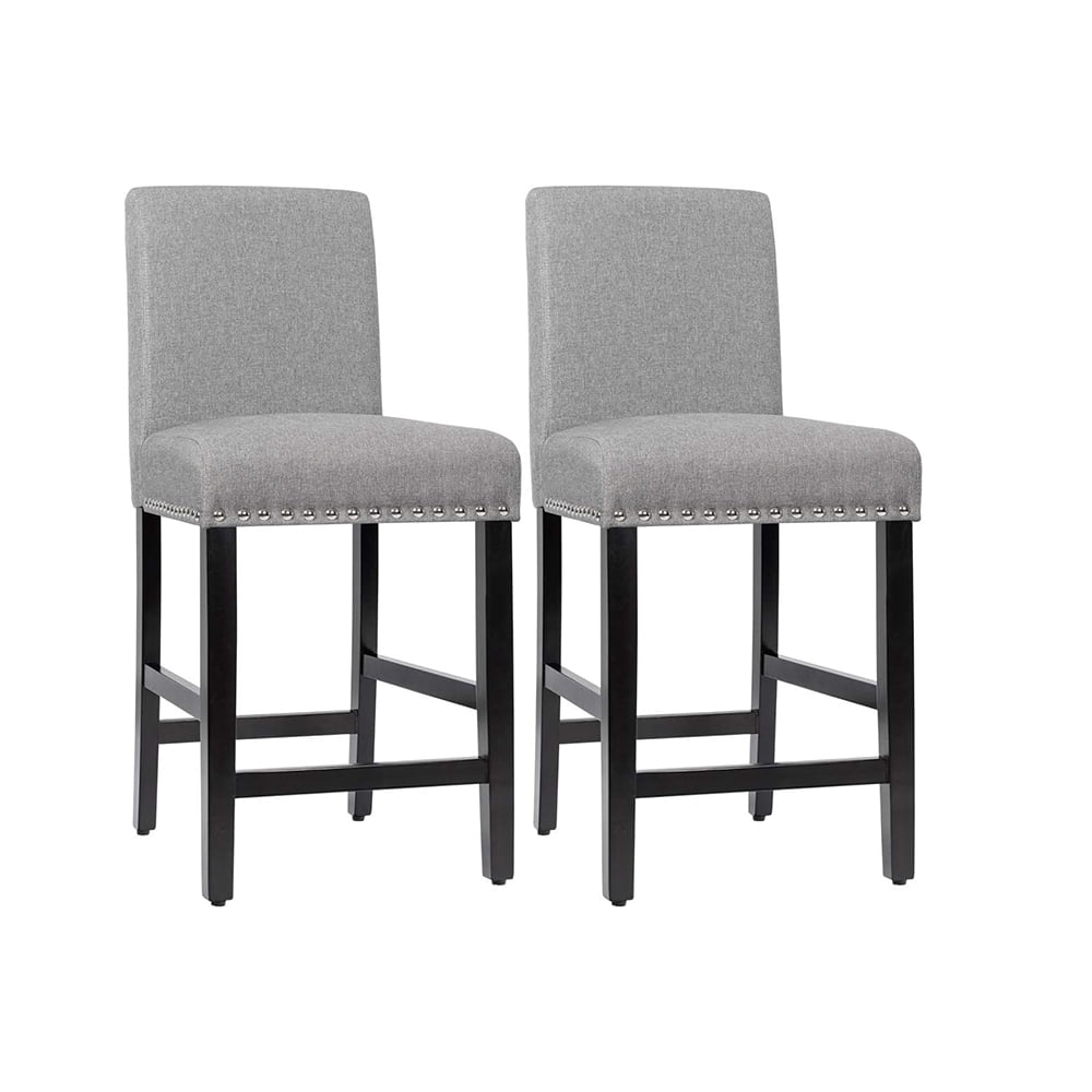 Bar Stools Set of 2, Upholstered Bar Stools, High Resilience Sponge ...