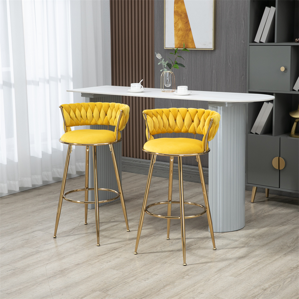 Bar Stools Set of 2, Velvet Counter Height Stools with Back and ...