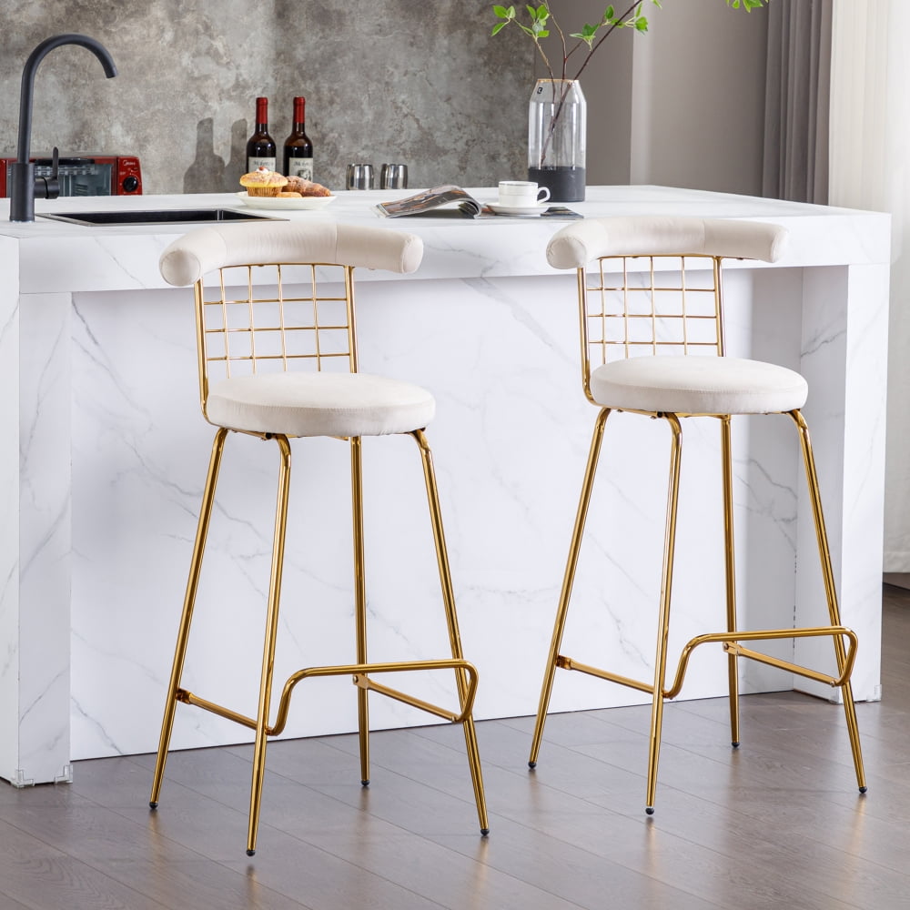 ARCTICSCORPION Woven Back Velvet Bar Stool, Beige - Walmart.com