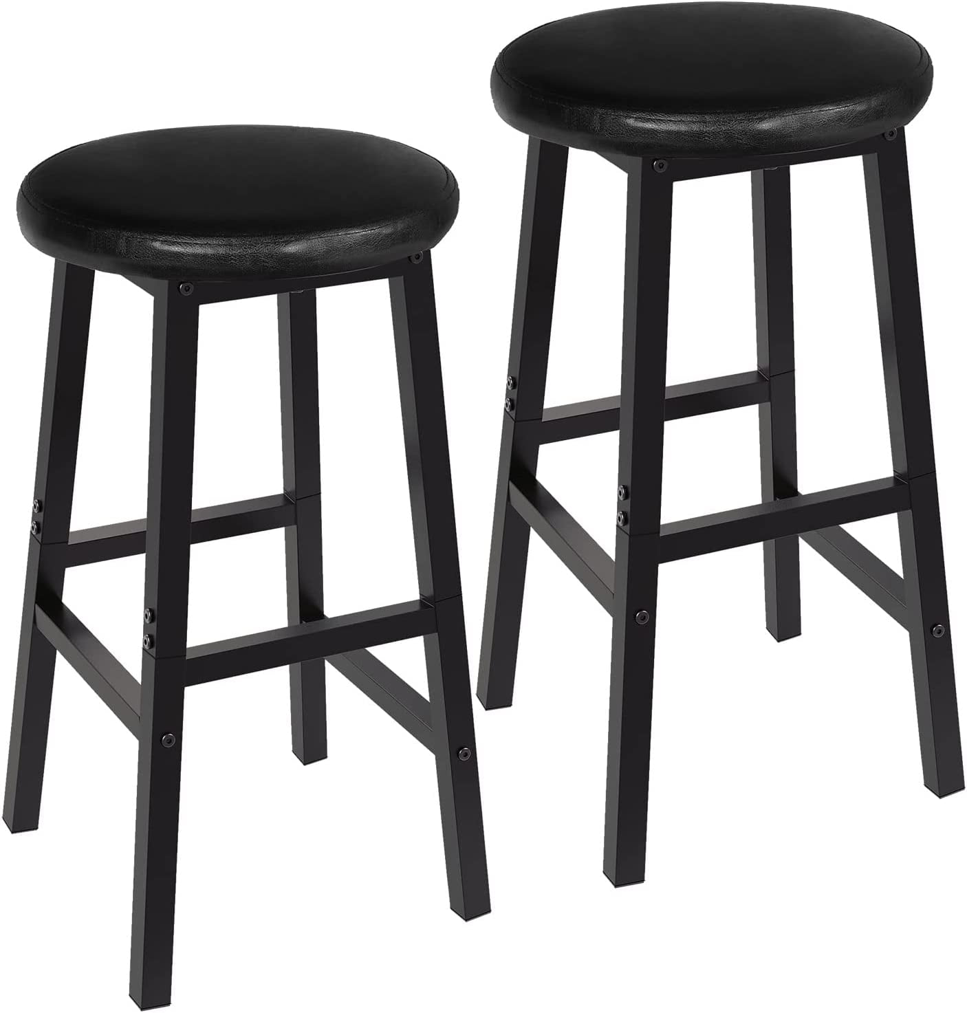 Bar Stools Set, 24 Inch PU Upholstered Height Stools with Footrest ...