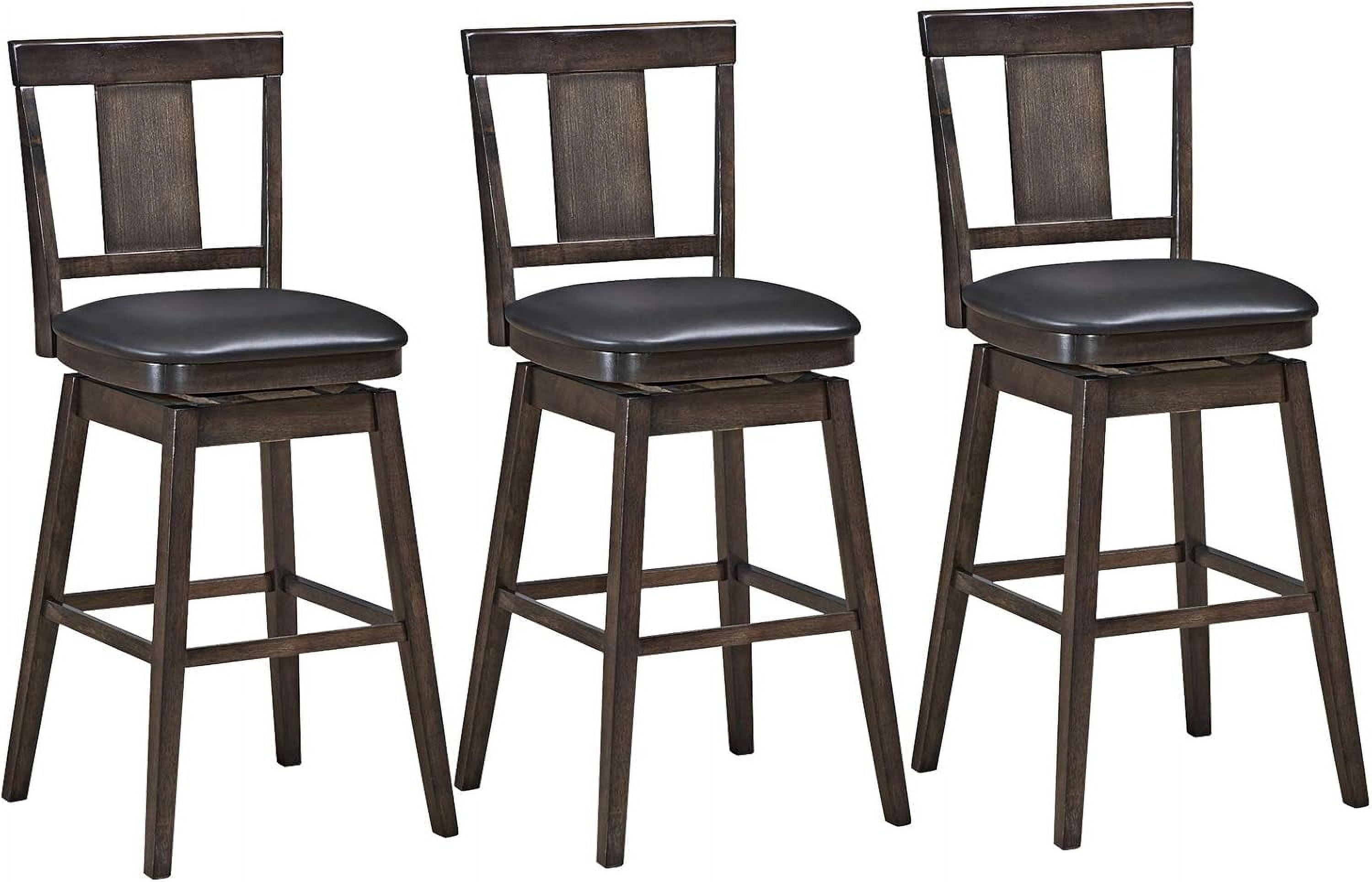 Bar Stools Set of 3 360 Degree Swivel Wooden Counter Height Bar Stool ...