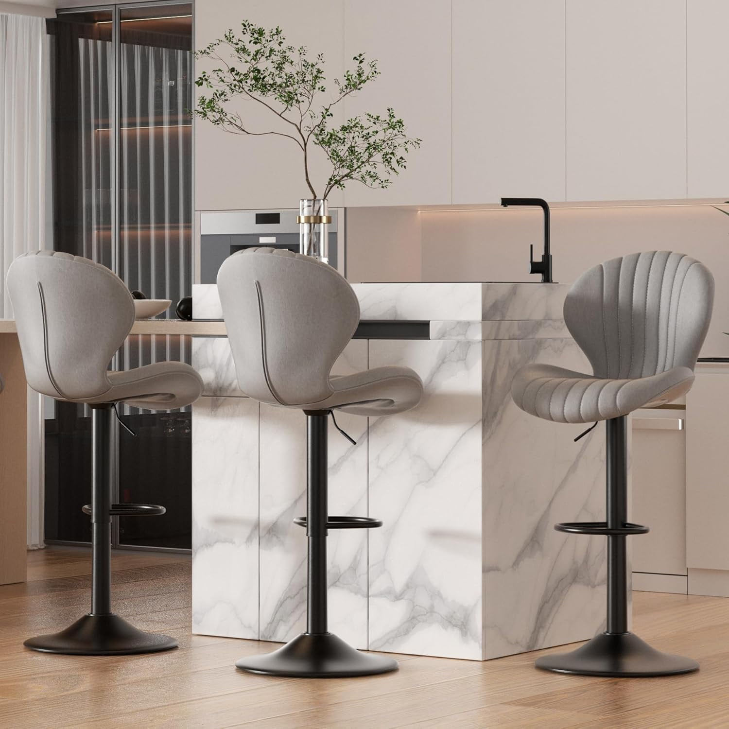 Bar Stools Set of 3 Modern Swivel Bar Chairs, Barstools Counter Height ...