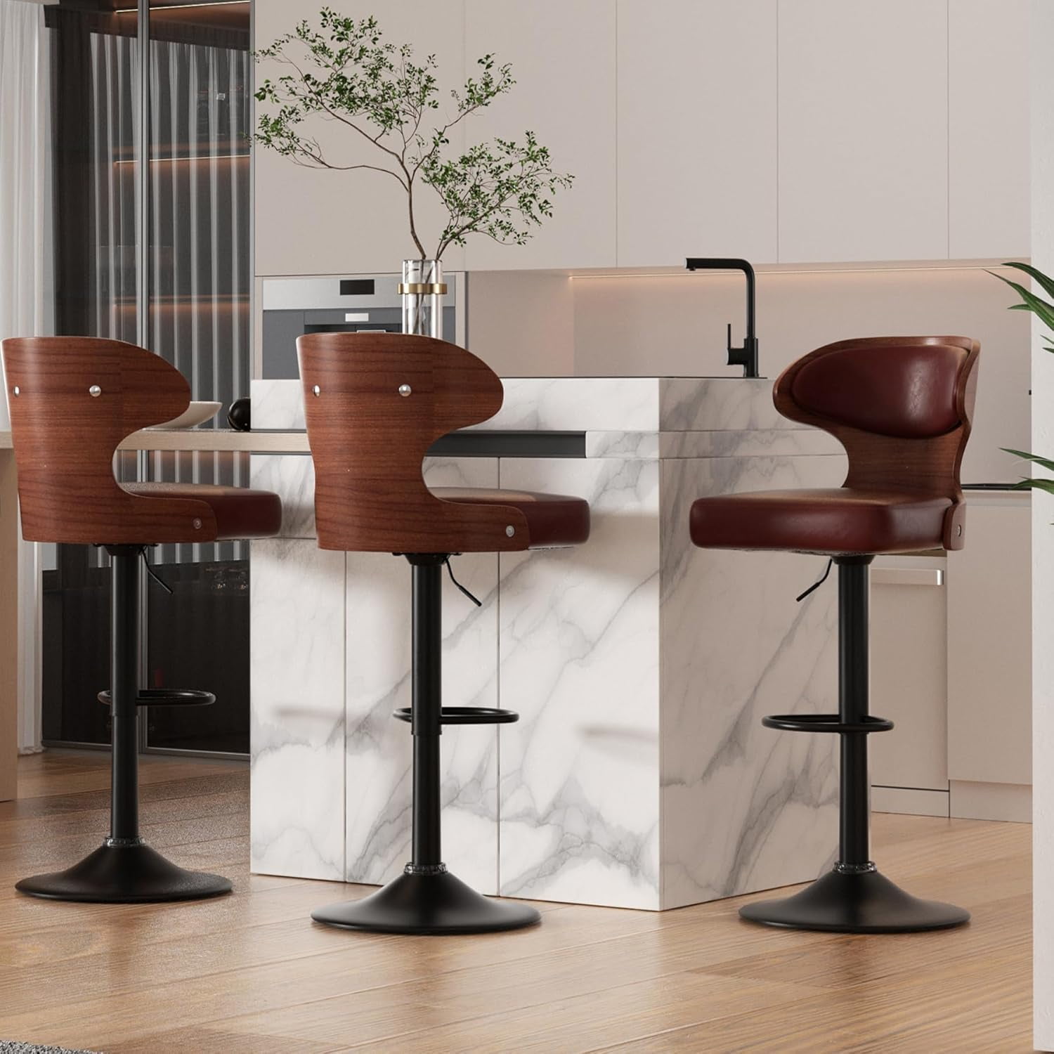 Bar Stools Set of 3 Seat Adjustable Height 24.5-33.5IN - Bentwood ...