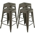Bar Stools Set of 4, 24” Stackable Metal Stools with Square Seat ...