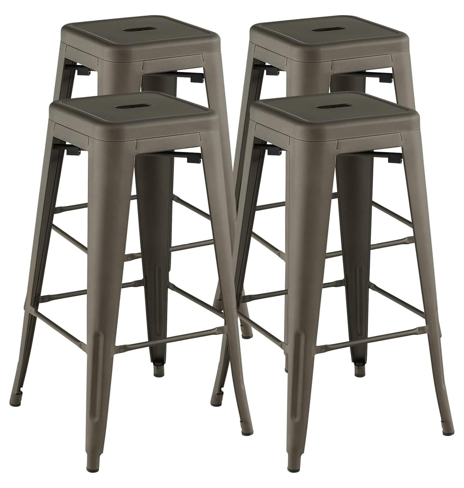Bar Stools Set of 4, 30” Bar Height Metal Stools with Rubber Footpads ...
