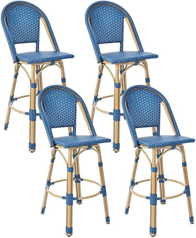 Bar Stools Set of 4 | 30 Inch Bar Height Rattan Barstools with Back ...