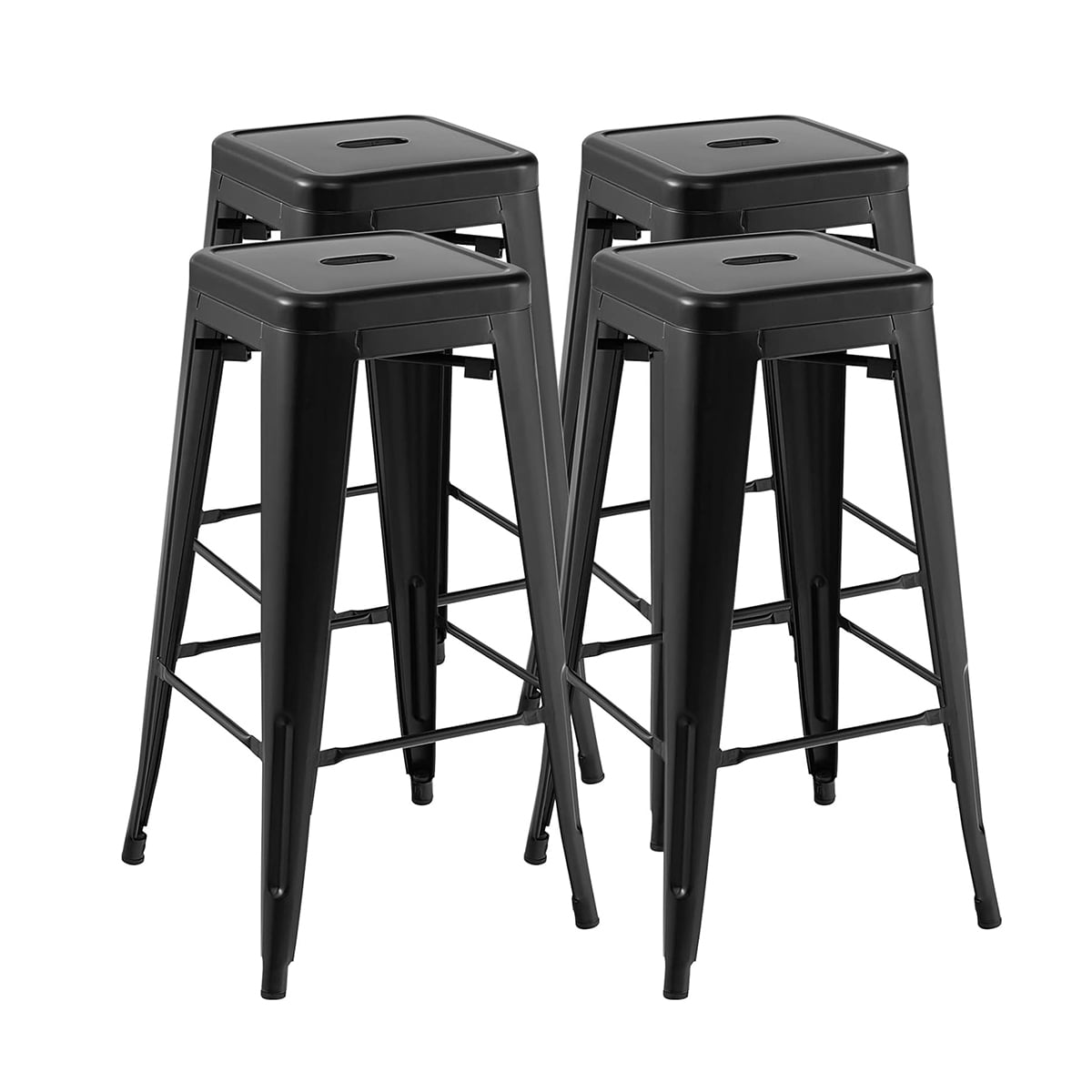 Bar Stools Set of 4, 30'' Modern Height Metal Stools with X-Shaped ...