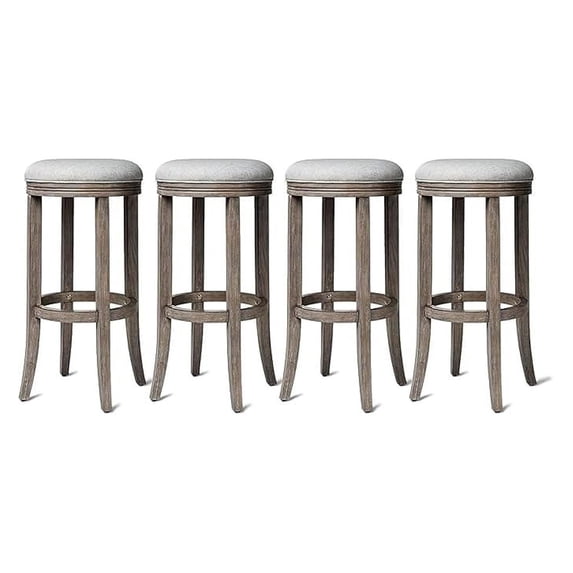 Bar Stools Set of 4, 31 Inch Swivel Barstools - Grey Fabric Upholstery ...