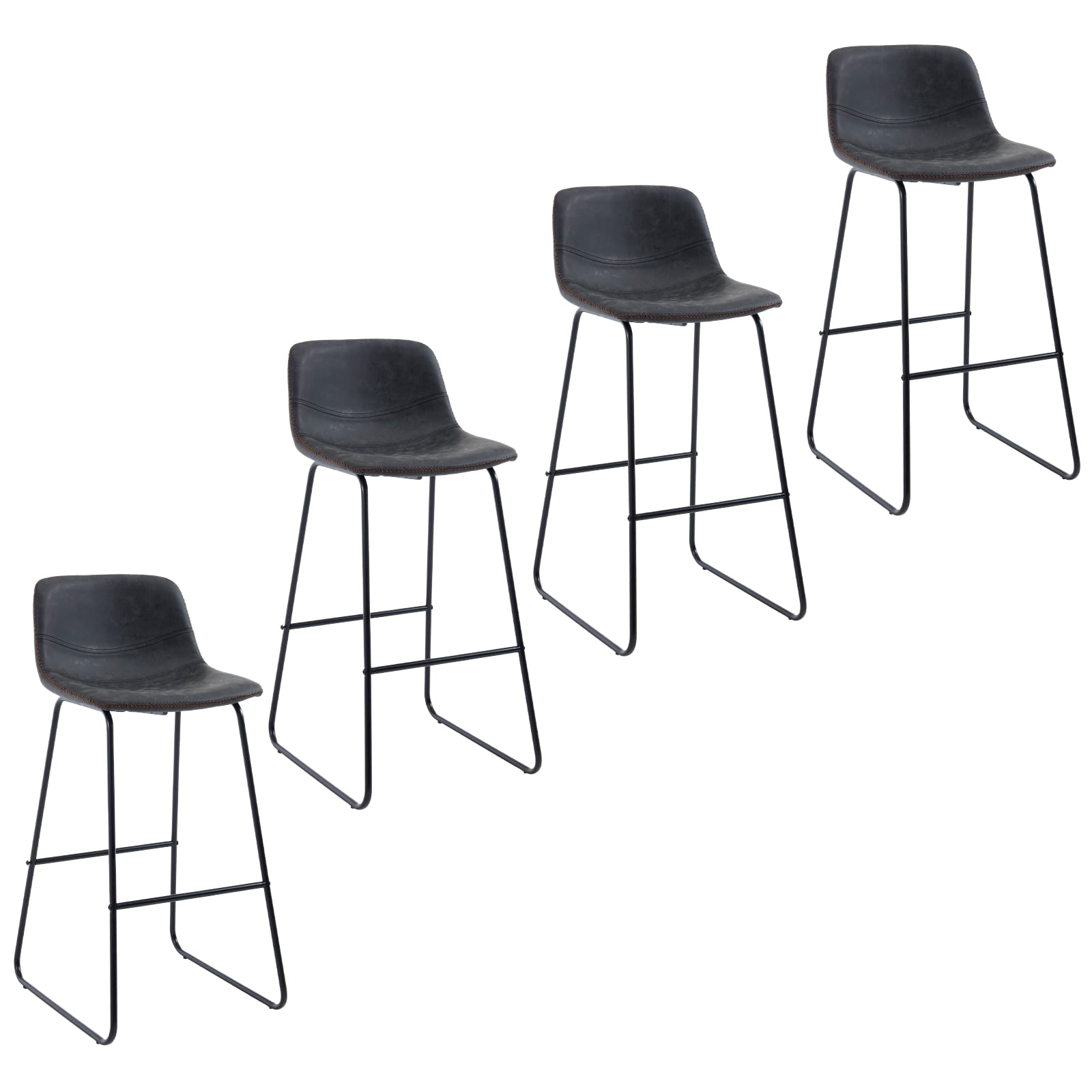 Bar Stools Set of 4, 39.4" Counter Height Faux Leather Bar Stools with ...