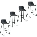 Bar Stools Set of 4, 39.4" Counter Height Faux Leather Bar Stools with ...