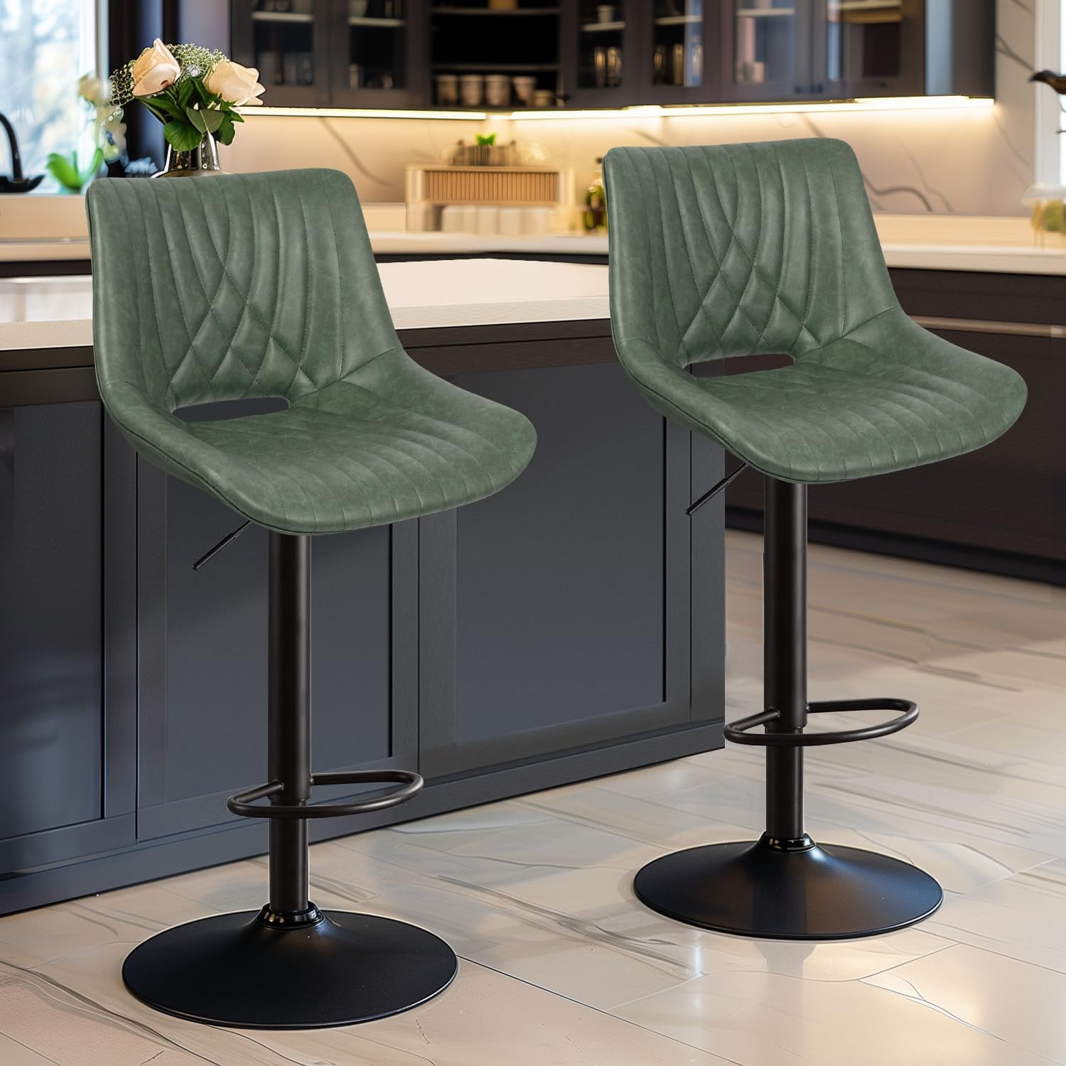 Bar Stools Set of 4 Adjustable Counter Height Bar Stools with Open Back ...