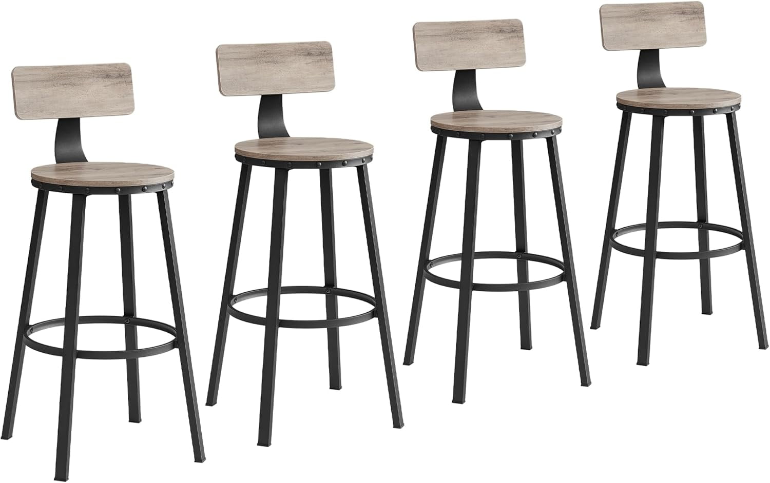 Bar Stools Set of 4, Bar Height Barstools with Back, 28.7 Inches ...