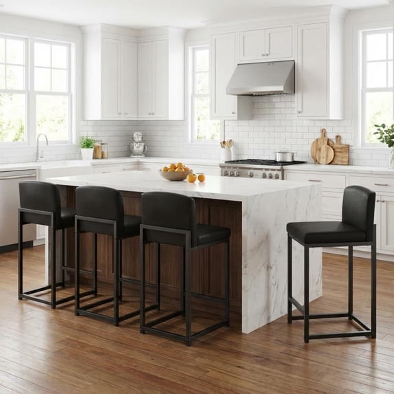 Bar Stools Set of 4, Counter Height 24.8'' Barstool PU Leather with ...