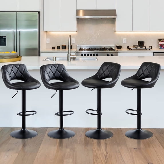 Bar Stools Set of 4, Counter Height Swivel Barstools,Modern PU Leather ...