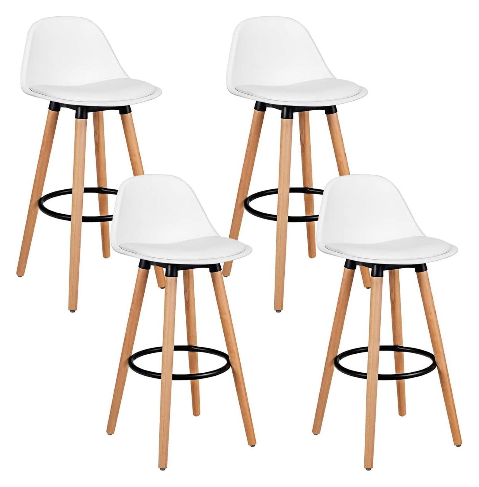 Bar Stools Set of 4, Modern Armless Kitchen Stool with Soft PU Leather ...