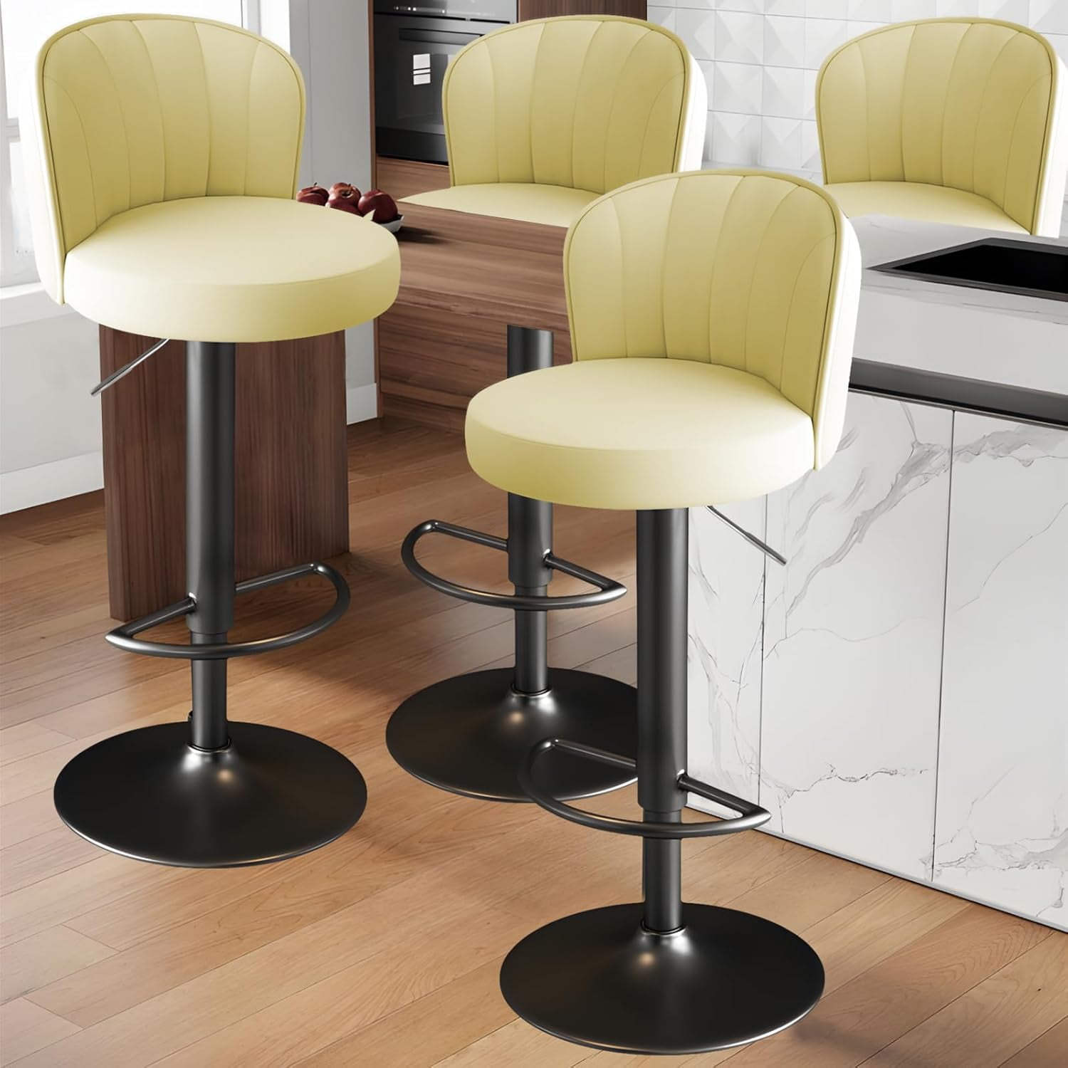 Bar Stools Set of 4 Modern Swivel Bar Chairs, Barstools Counter Height ...