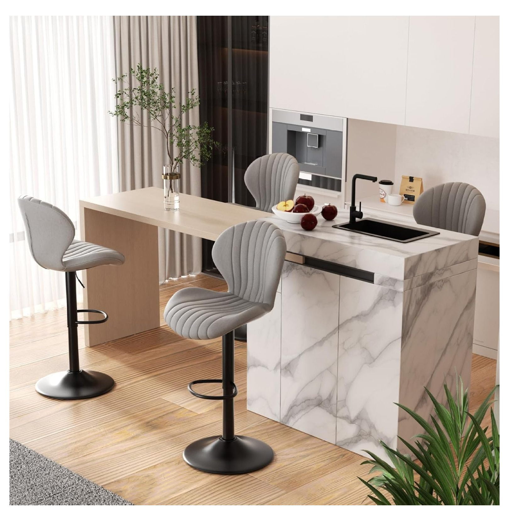 Bar Stools Set of 4 Modern Swivel Bar Chairs, Barstools Counter Height ...