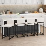 Bar Stools Set of 4, Modern Upholstered Barstools with Backs, Counter ...