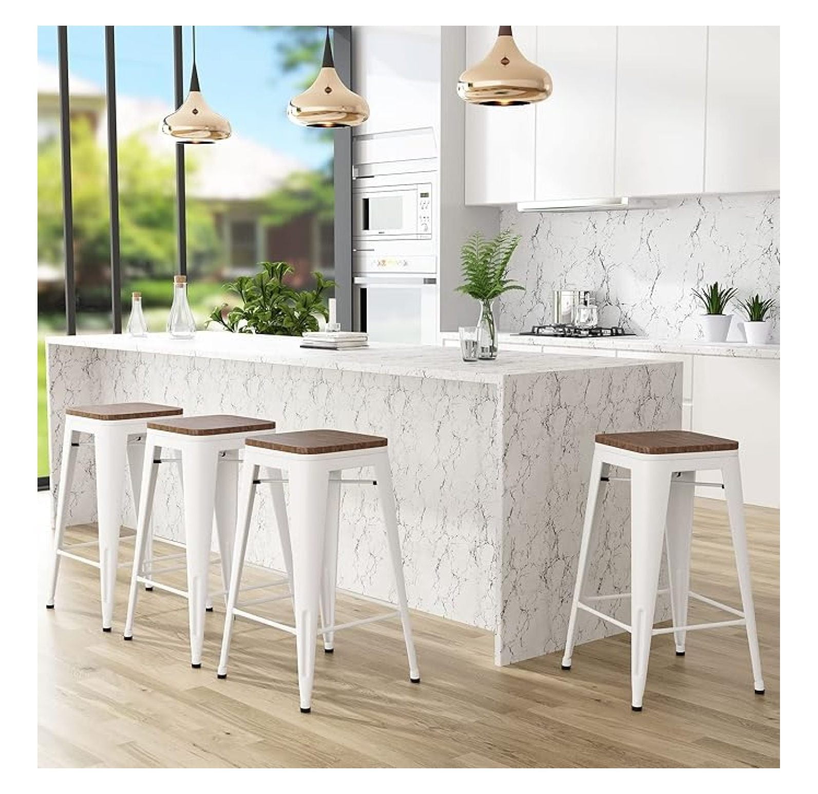 Bar Stools Set of 4 Stackable Metal Bar Stools Industrial Counter ...