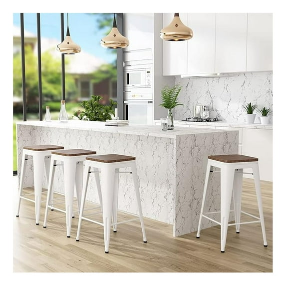 Bar Stools Set of 4 Stackable Metal Bar Stools Industrial Counter ...