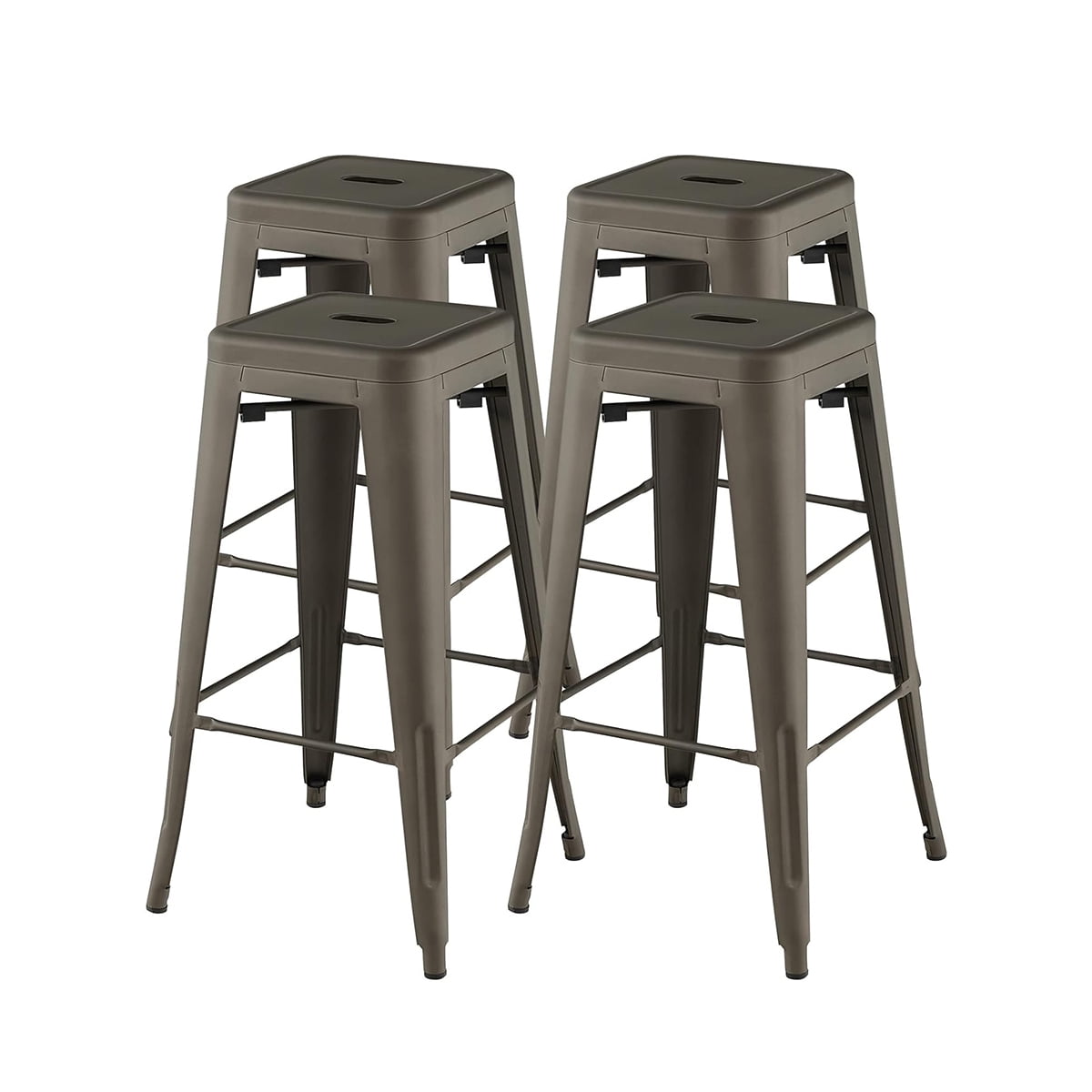 Bar Stools Set of 4, Stackable Stools with X-Shaped Reinforced Design ...
