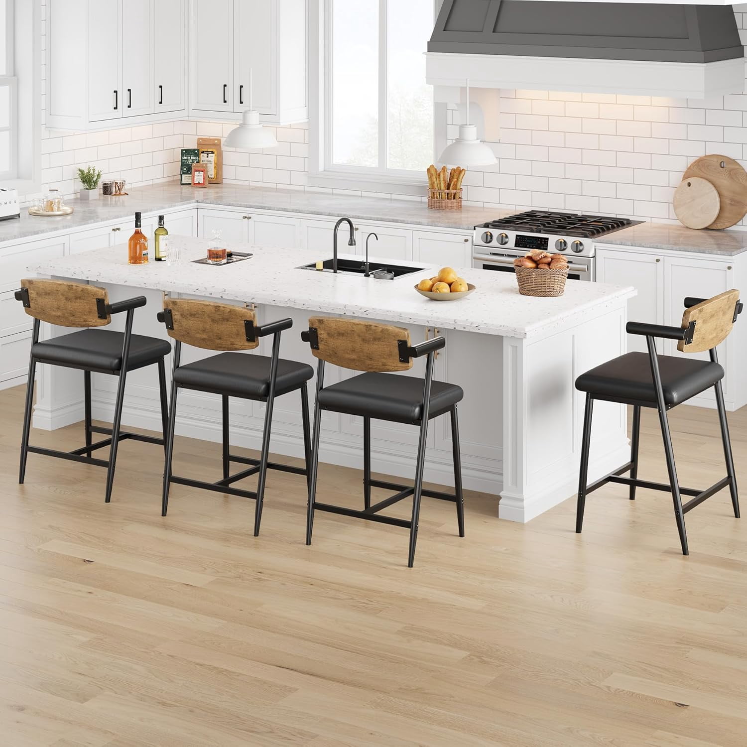 Bar Stools Set of with Armrests Counter Height Bar Stools Set with ...