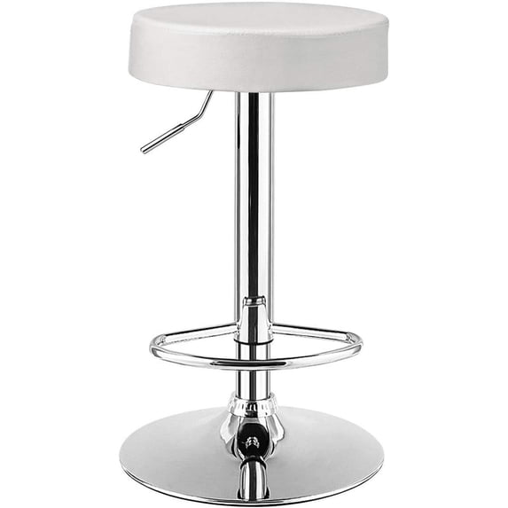 Bar Stools Set of Modern Swivel Backless Round Barstool PU Leather ...