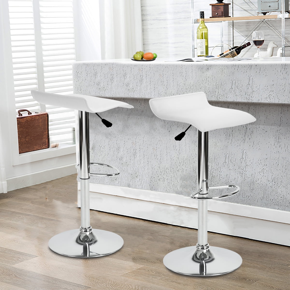 Bar Stools Set Of 2, Counter Bar Stools With Swivel Bar And Adjustable ...