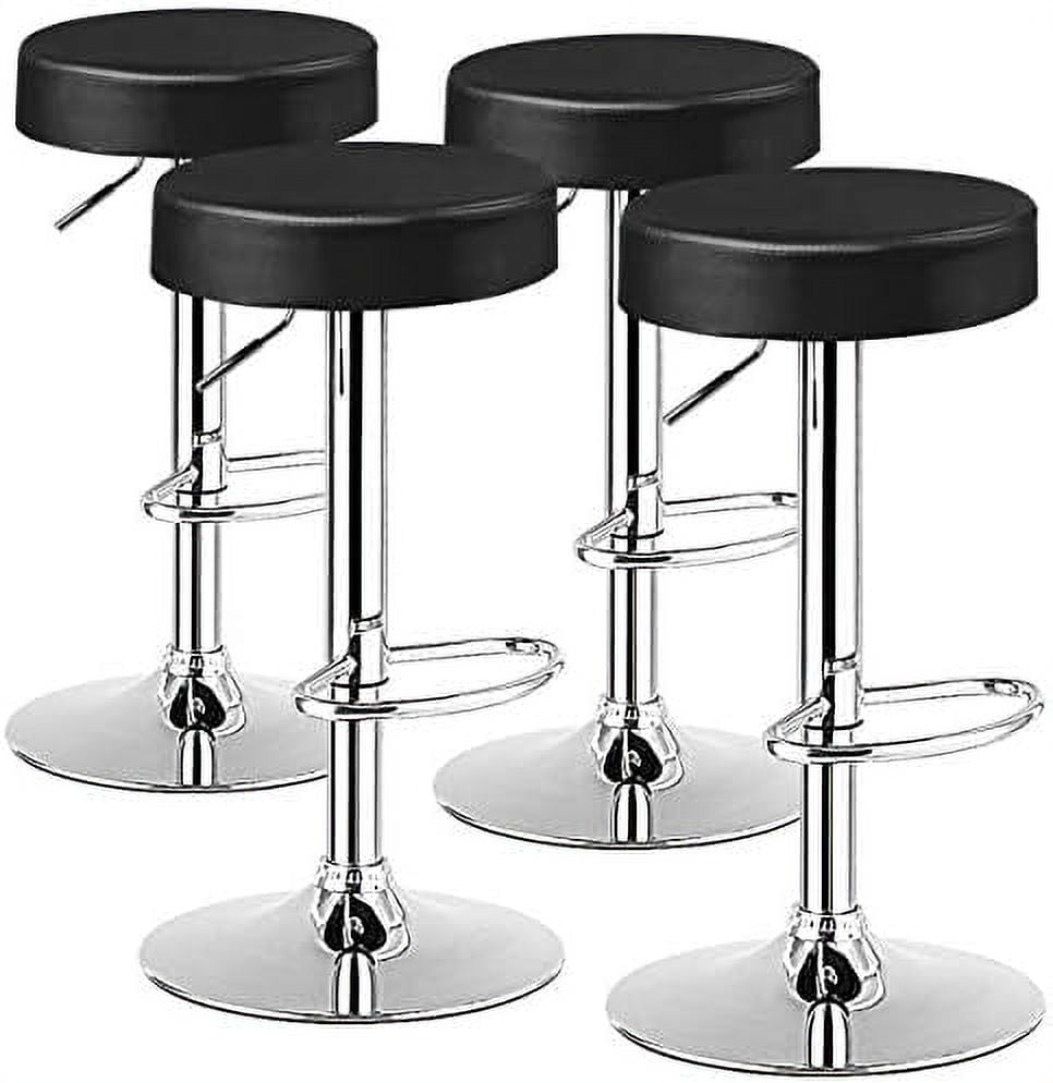 Bar Stools Set Of 4, Modern Swivel Backless Round Barstool, PU Leather ...